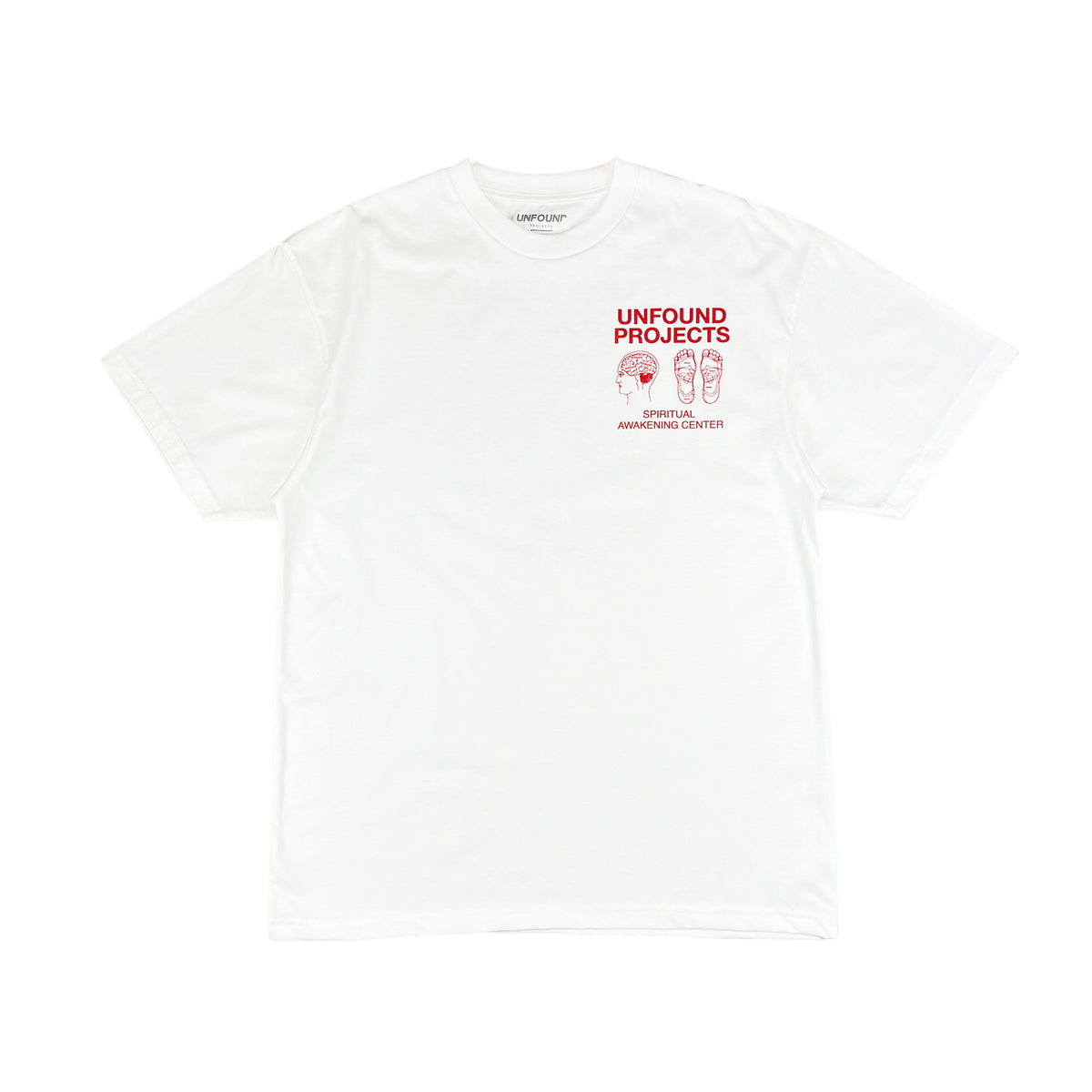 Spiritual Awakening Center tee (white) – UNFOUND PROJECTS